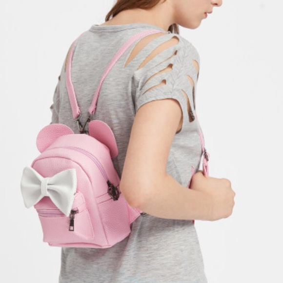 Bags | Minnie Mouse Disney Mickey Ear Backpack Pink Nwt | Poshmark